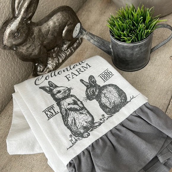 Kitchen | Cottage Farmhouse Spring Easter Bunny Kitchen Towels With ...